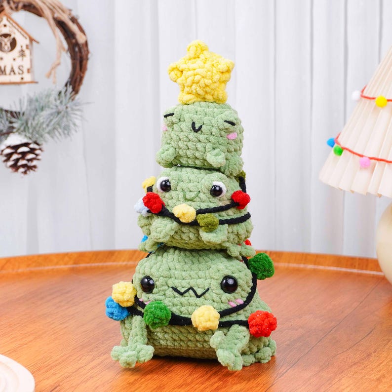 Froggy Christmas Tree Crochet Patterns Bundle, Chubby Frog Pattern ...