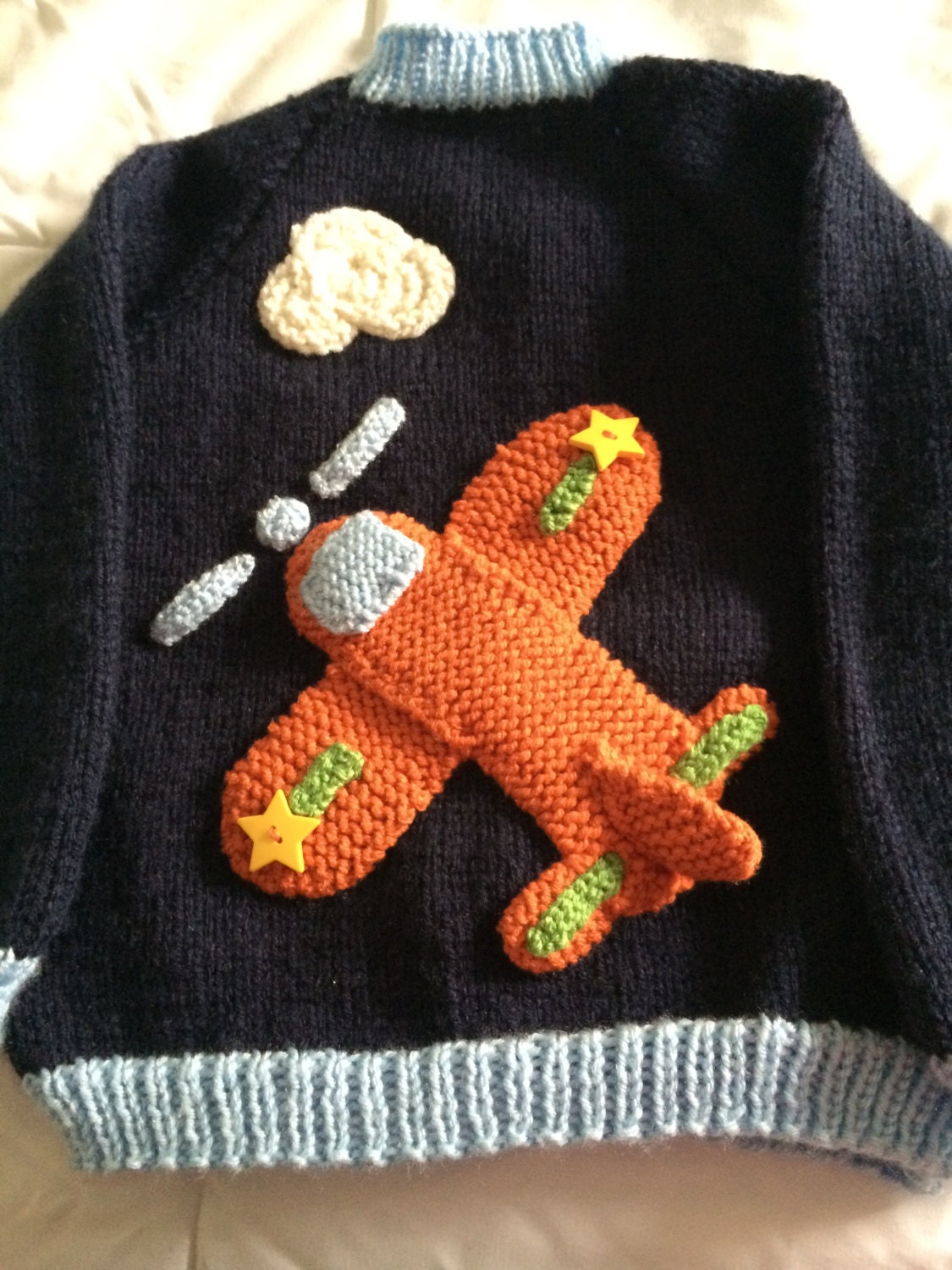 Airplane Raglan Sleeve Cardigan Sweater - Etsy