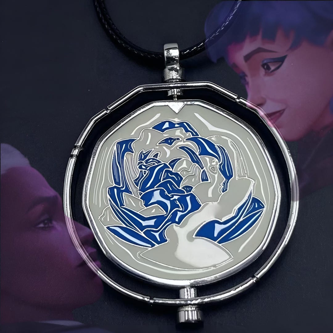 Arcane Inspired Necklace Blue Rose Pendant Gift Pendant Unique Jewelry ...