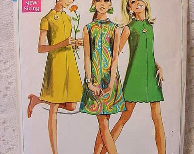 Vintage A Line Dress Pattern Simplicity 7635 Size 14 Bust 36 1960 ...