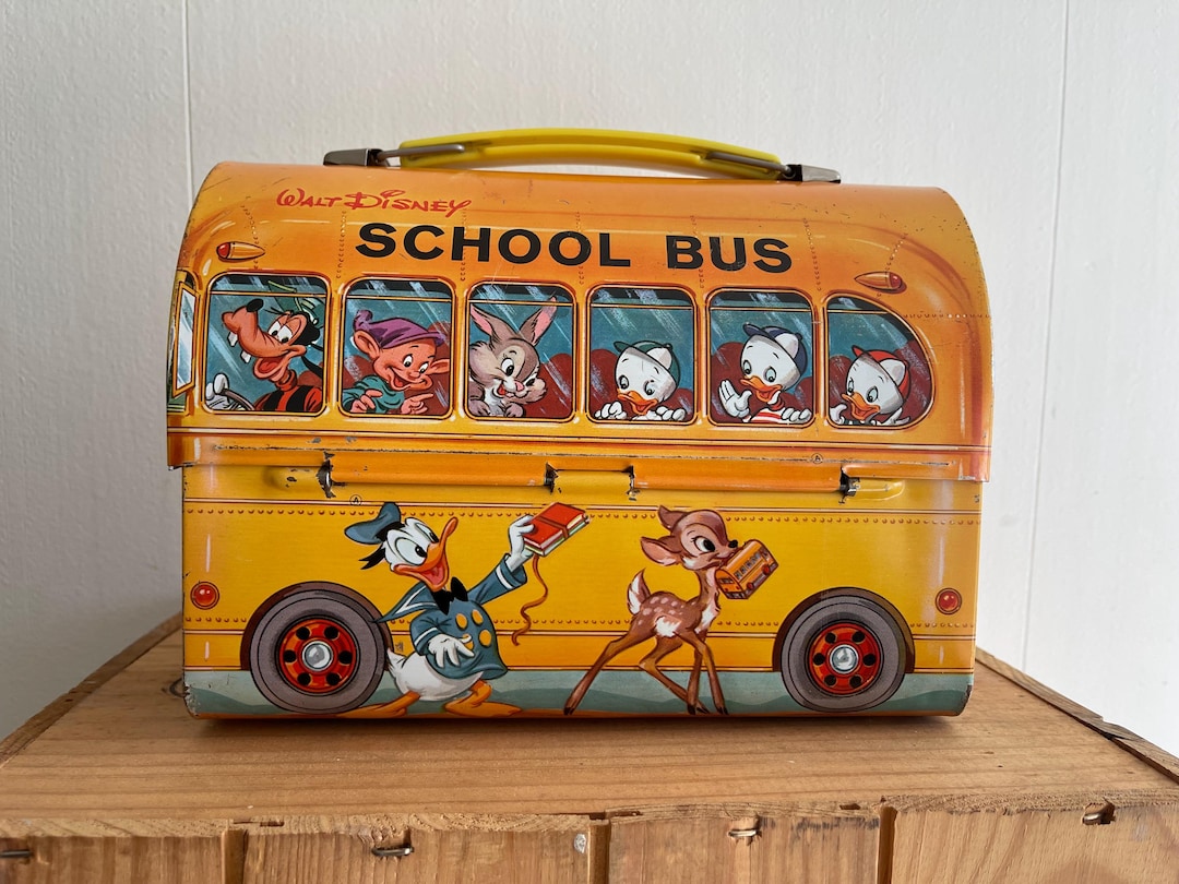 Vintage Walt Disney School Bus Lunch Box Aladdin Productions - Etsy