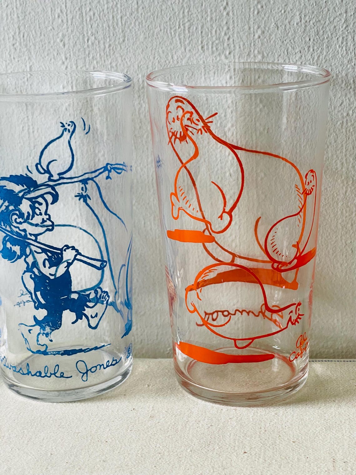 Vintage Lil Abner Characters Glass Shmoos Unwashable Jones Tumblers 3 ...