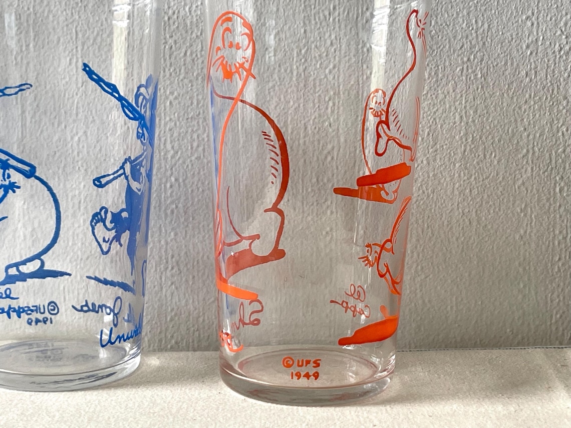 Vintage Lil Abner Characters Glass Shmoos Unwashable Jones Tumblers 3 ...
