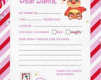 Letter to Santa for Kids, Christmas Wish List for Kids, Holiday ...