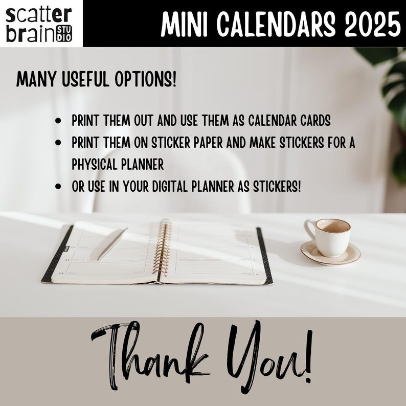 2025 Mini Calendars Digital Download for Digital Planners or Print for ...