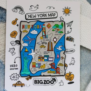 New York City Map Enamel Pins - New York Travel Pin, New York Gift, New ...