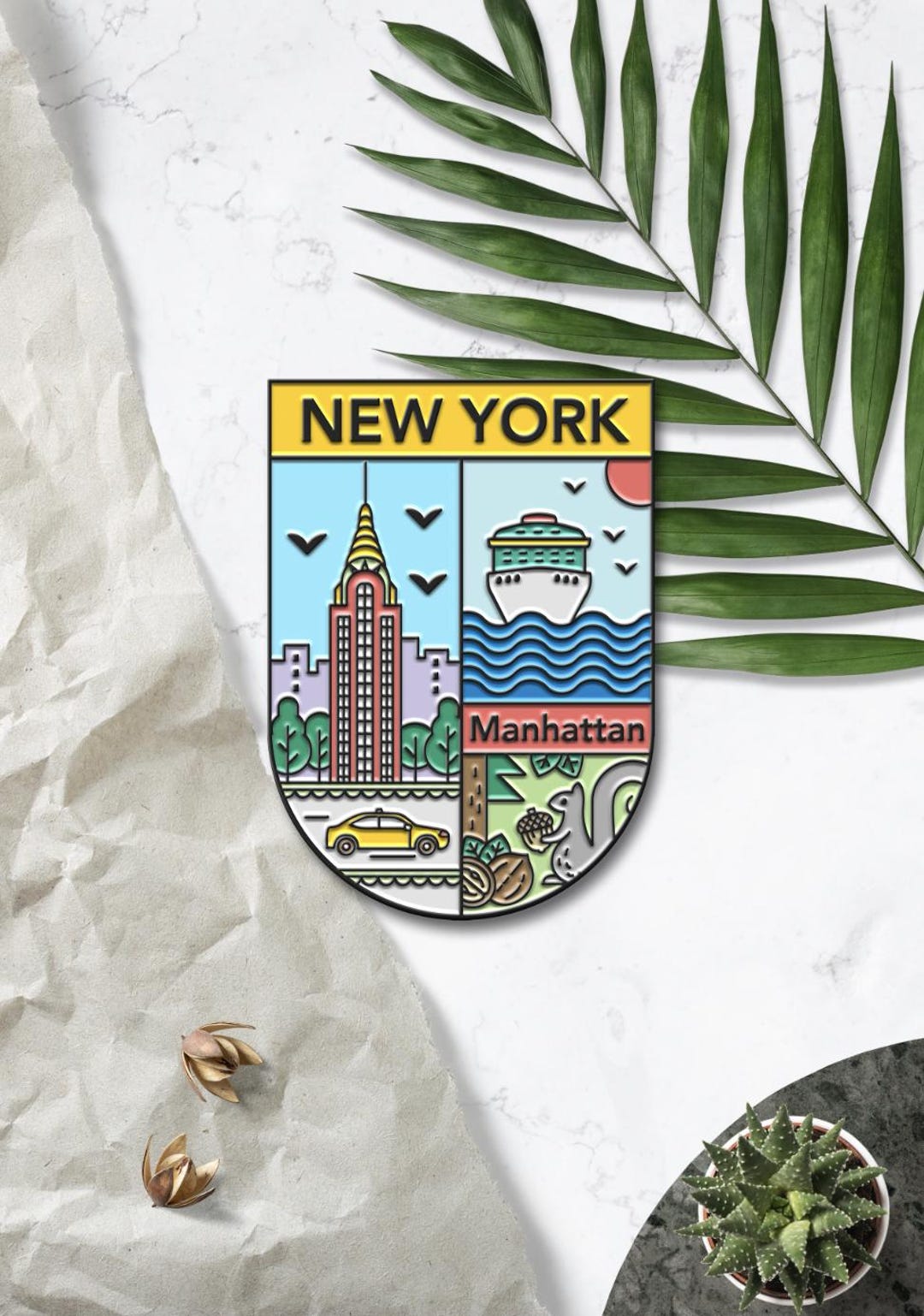 New York Manhattan Enamel Pins - New York Travel Enamel Pin, Manhattan ...