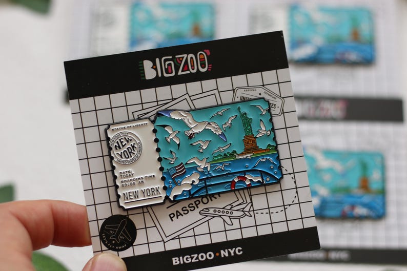 Ticket to New York Enamel Pins - Statue of Liberty Enamel Pin, New York ...