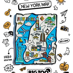 New York City Map Enamel Pins - New York Travel Pin, New York Gift, New ...