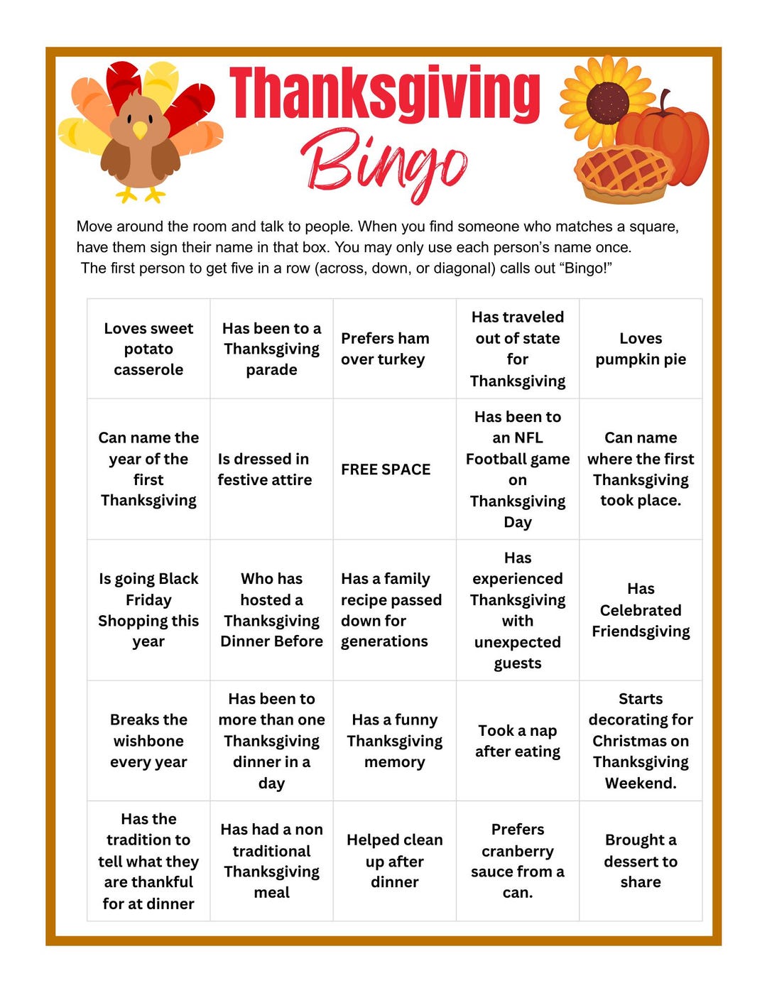Fall Icebreaker Bingo Game Printable – Autumn Activity for Kids ...