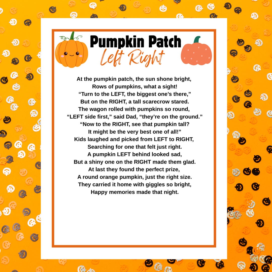 Pumpkin Patch Left Right Game Printable | Fall Harvest Party Game ...