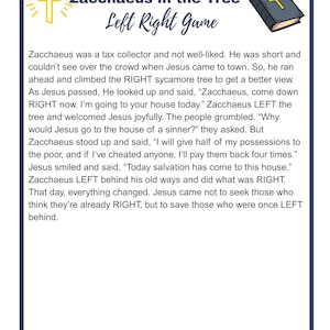 Zacchaeus Bible Story Game: Christian Kids Printable (PDF Download) - Etsy