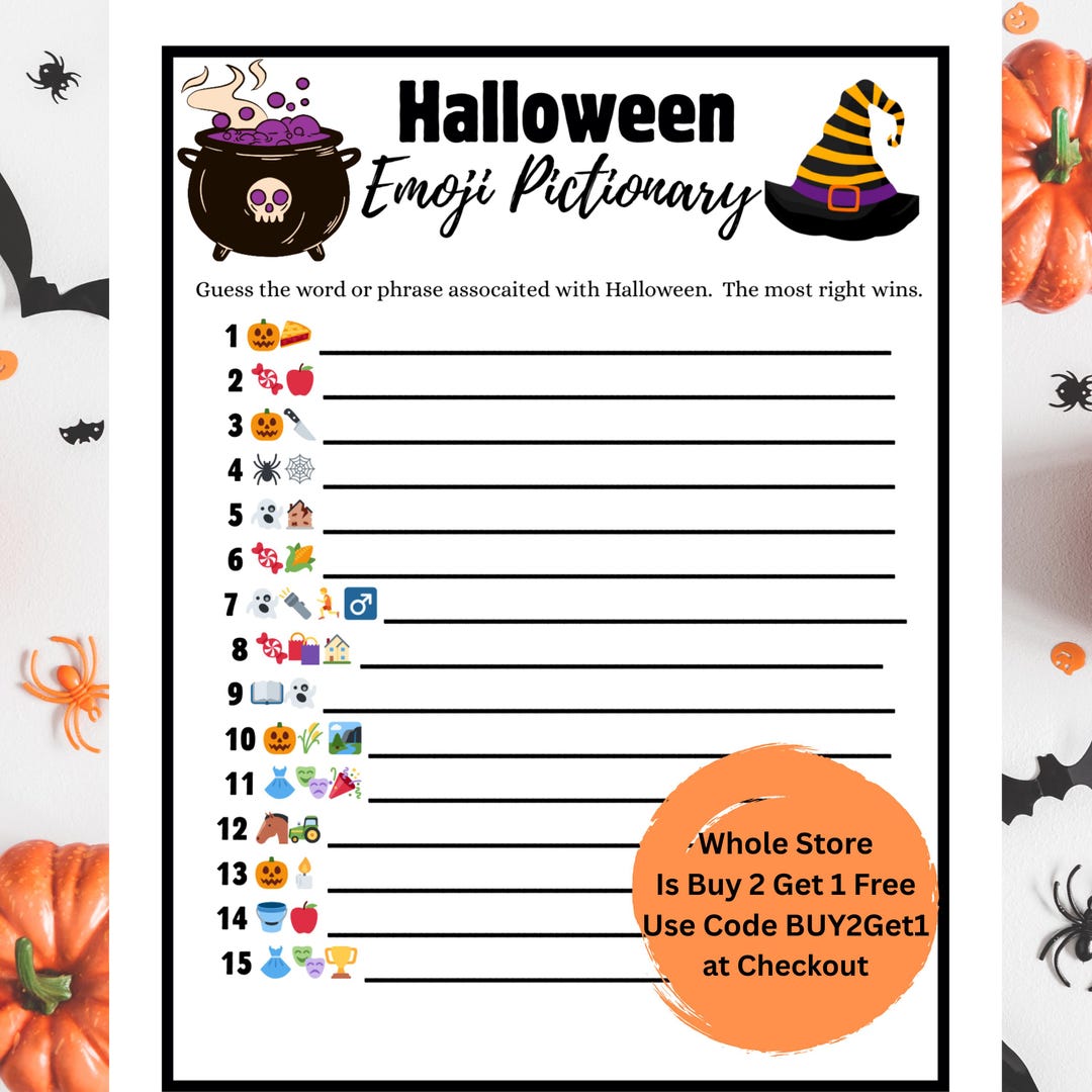 Halloween Emoji Pictionary Game Printable • Spooky Party Game • Fall ...