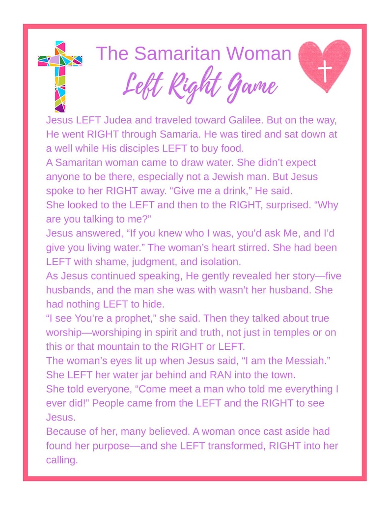 Samaritan Woman Bible Game: Church Activity, Women's Ministry (PDF ...