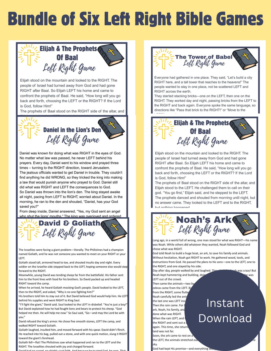 Bible Story Left Right Game Bundle: Christian Party Activity (PDF ...