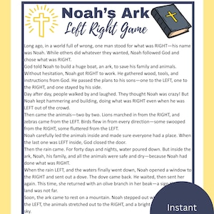Noah's Ark Left Right Game: Printable Bible Activity (PDF Download - Etsy