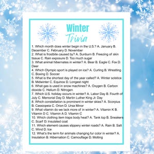 Winter Trivia Game - Fun Printable Quiz for Family Gatherings ...