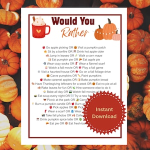 Fall Would You Rather Game Printable • Autumn Party Icebreaker ...