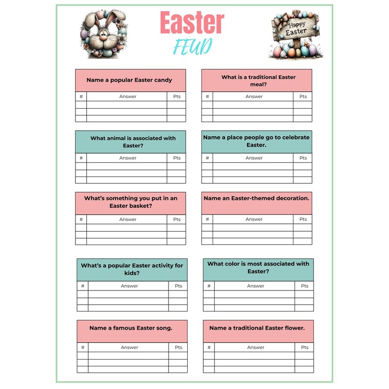 Easter Family Feud Printable Game – Fun Bible Trivia for Easter ...