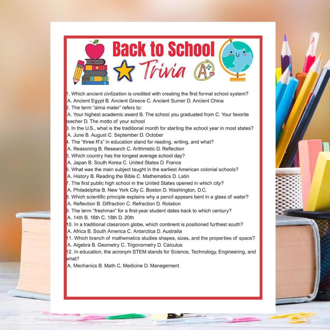 Back to School Trivia Game: Fun School Quiz, Classrooms & Family ...