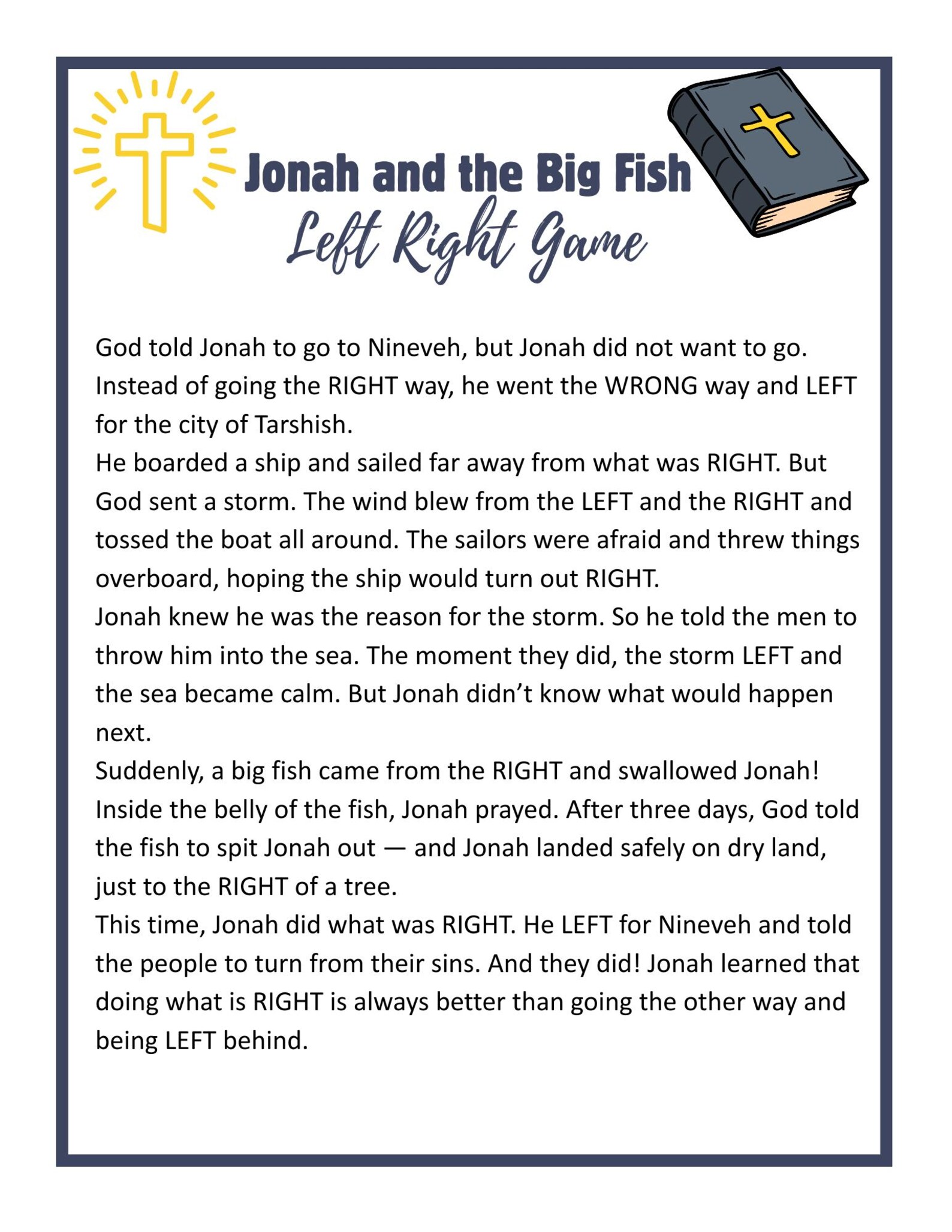 Bible Story Left Right Game Bundle: Christian Party Activity (PDF ...