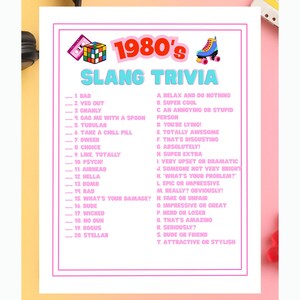 1980s Slang Matching Game: Retro Party Trivia (printable PDF Download ...