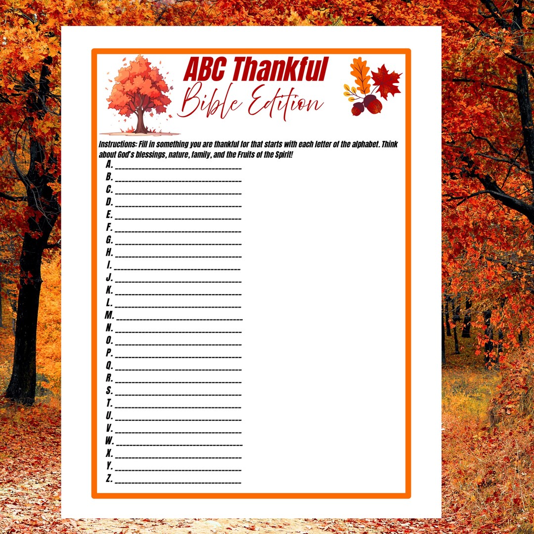 ABC Thankful Bible Game | Christian Thanksgiving Activity | Kids Sunday ...