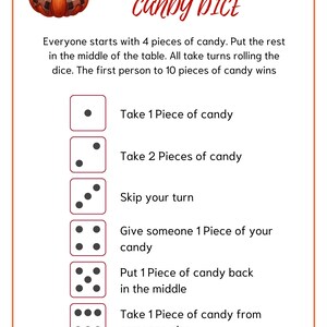 Thanksgiving Candy Dice Game Printable, Fun Fall Party Game ...