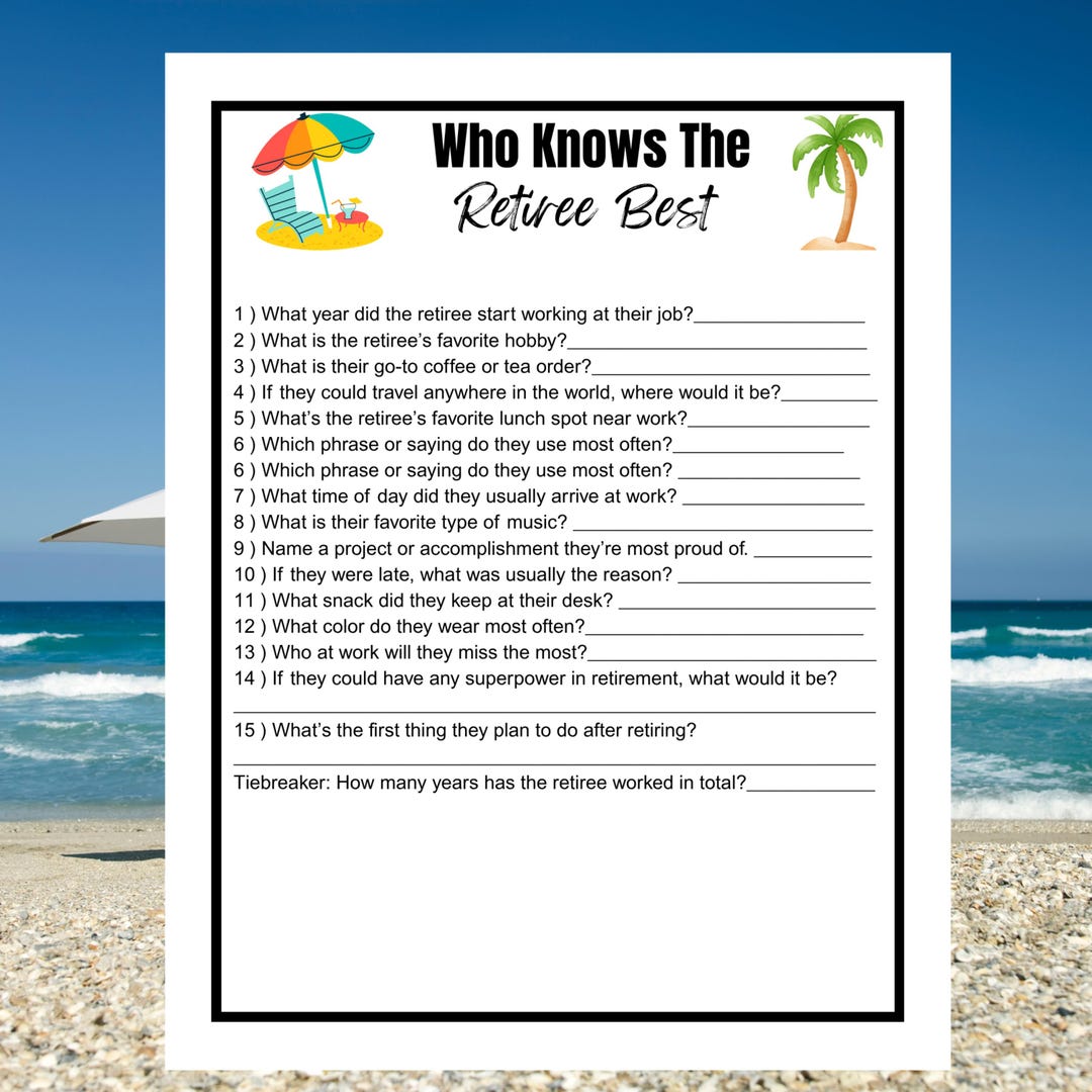 Who Knows the Retiree Best Game | Retirement Party Printable | Fun ...