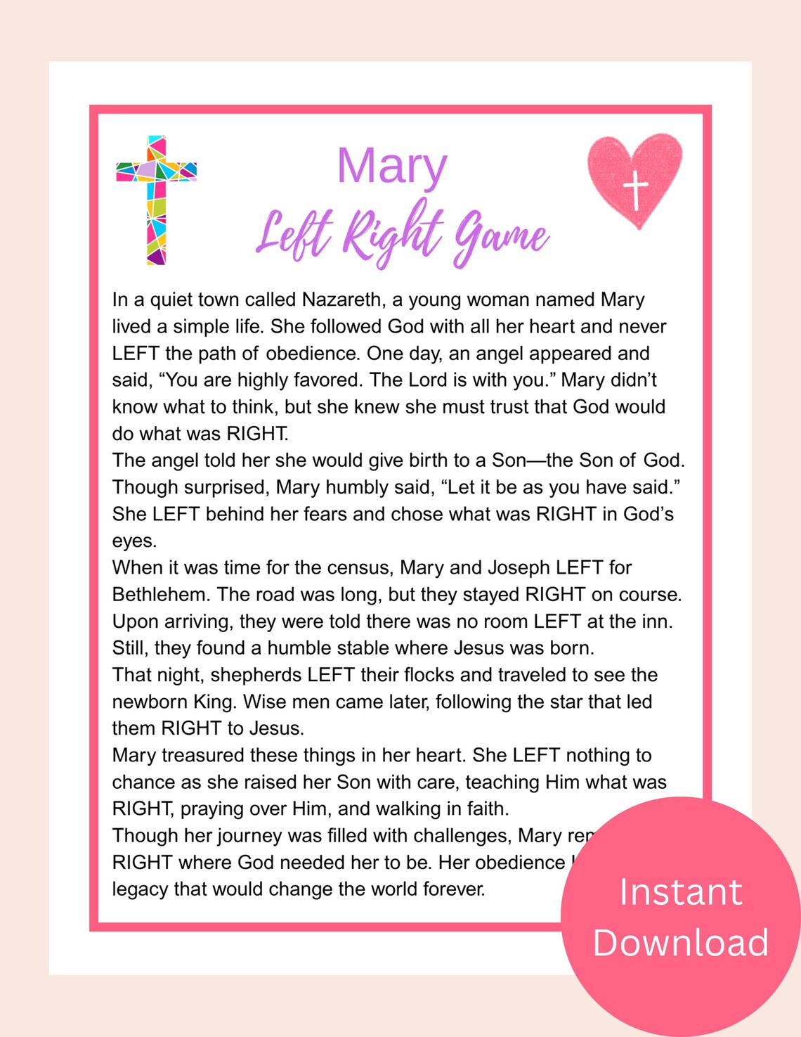 Mary Mother of Jesus Game: Printable Nativity Story, Christian Baby ...