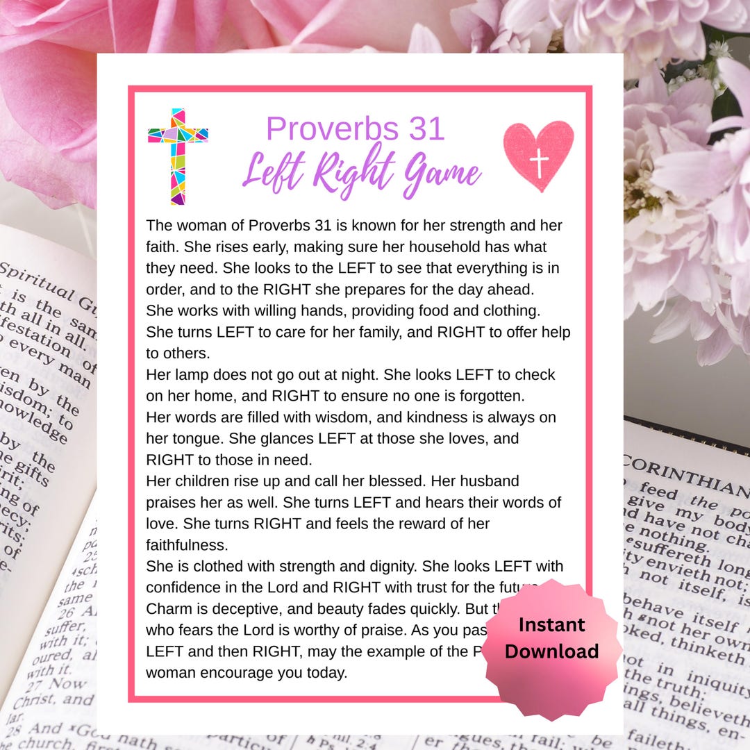 Proverbs 31 Game: Christian Left Right Gift Exchange (PDF Download) - Etsy