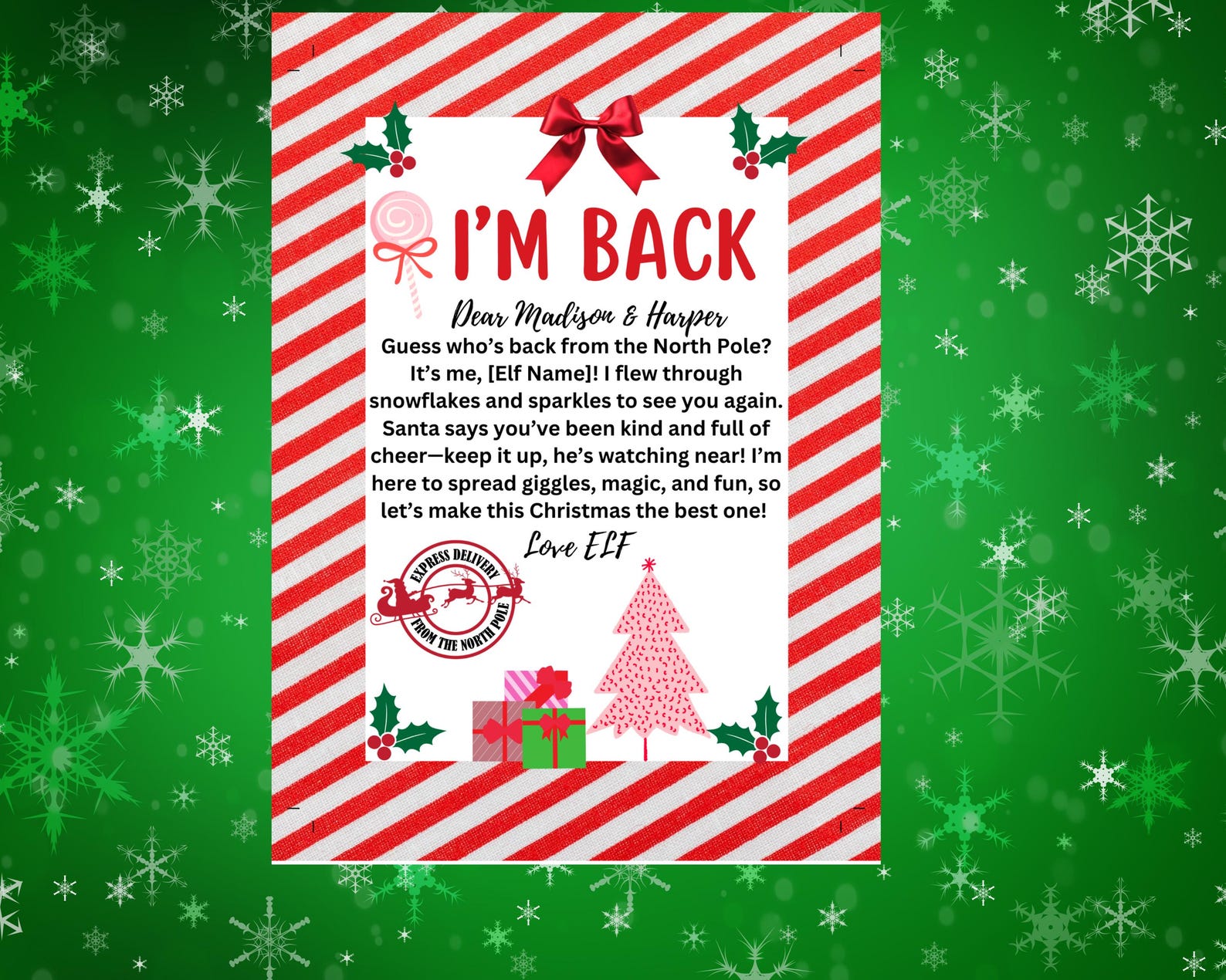 Editable “i’m Back” Elf Letter | Canva Template | Elf on the Shelf ...