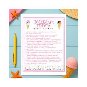 Ice Cream Trivia Game: Printable Summer Party Activity (PDF Download - Etsy