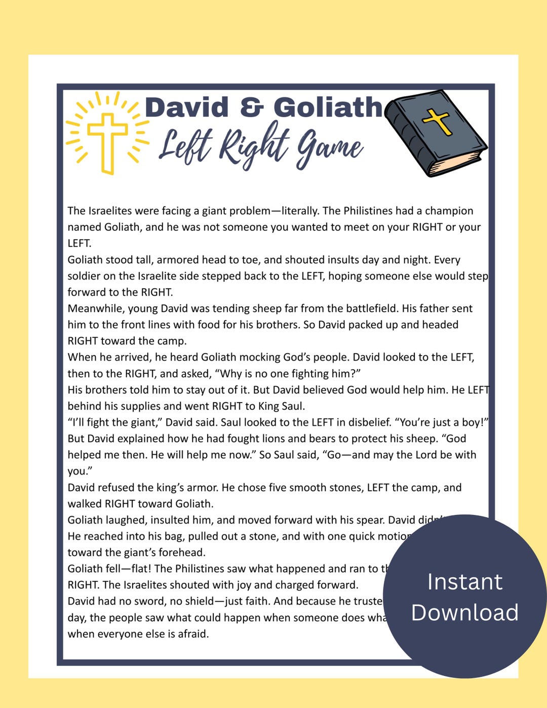 David and Goliath Game: Printable Bible Party Activity (PDF Download - Etsy