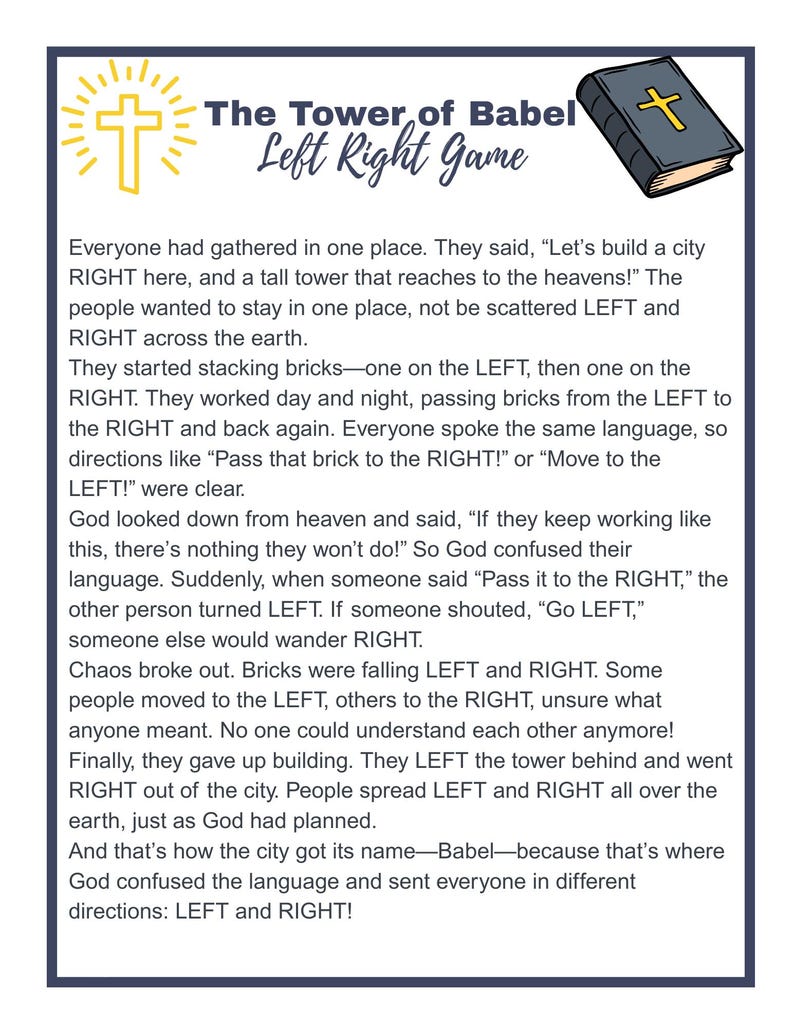 Bible Story Left Right Game Bundle: Christian Party Activity (PDF ...