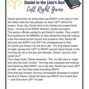 Daniel in the Lion's Den Game: Bible Story Party Activity (PDF ...