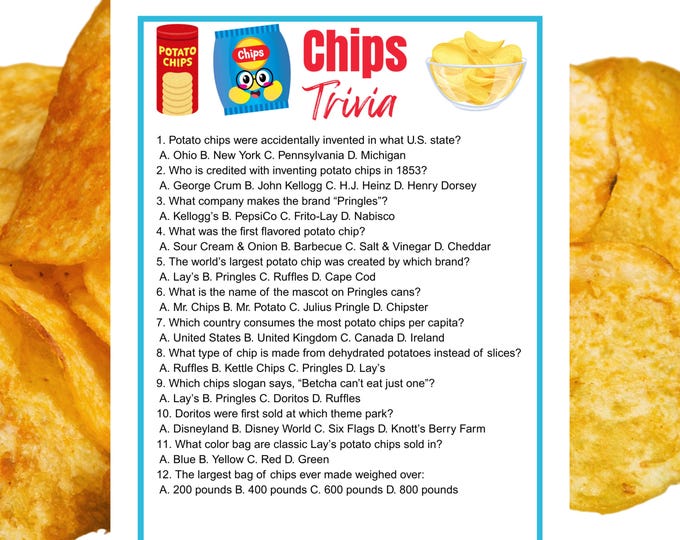 50 Printable POPULAR SNACKS Picture Quiz, Picture Trivia, Party Game ...