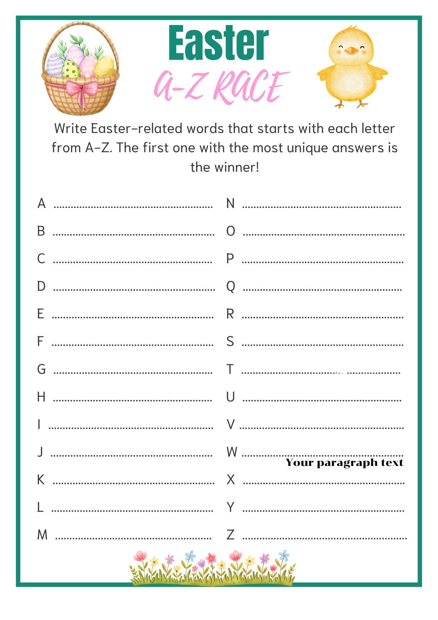 Easter A to Z Game Printable - Fun Easter Activities for Kids ...