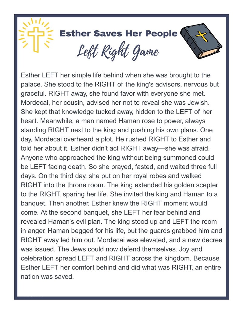 Bible Stories Left Right Game Bundle: Christian Printables (instant ...