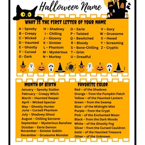 Whats Your Halloween Name Game Halloween Icebreaker Game Fun Team ...