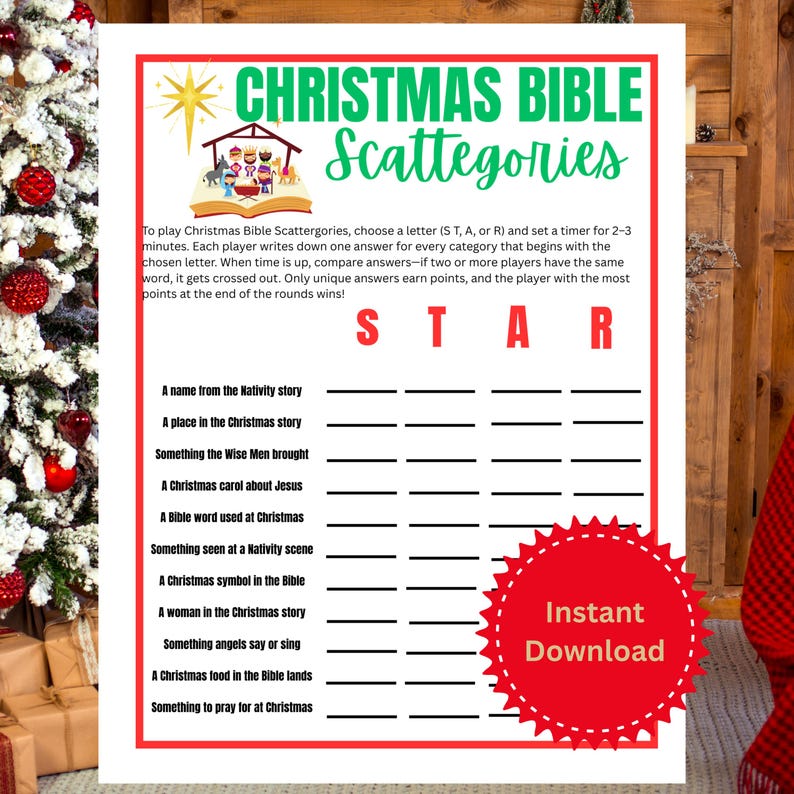 Christmas Bible Scattergories Game Printable | Christian Christmas ...