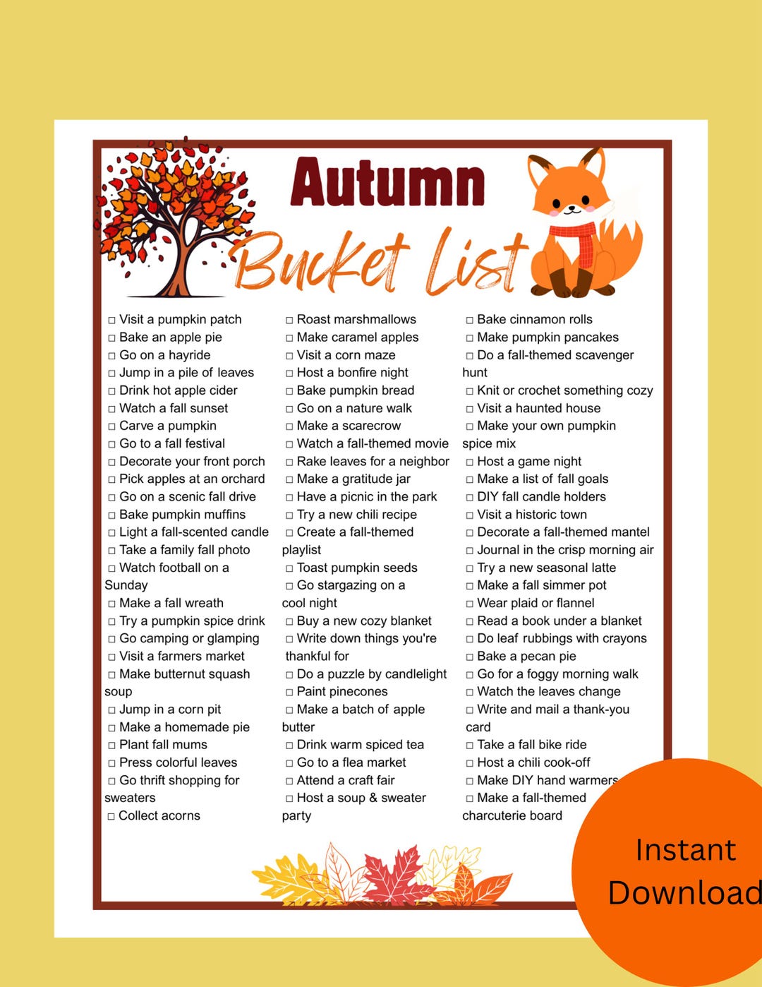 Autumn Bucket List Printable • Fall Activity Planner • Cozy Seasonal ...