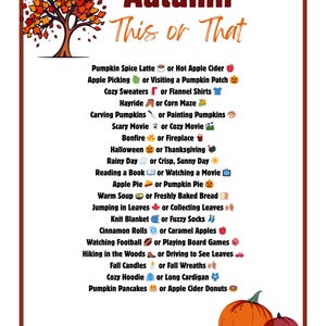Fall This or That Game Printable • Autumn Party Icebreaker ...
