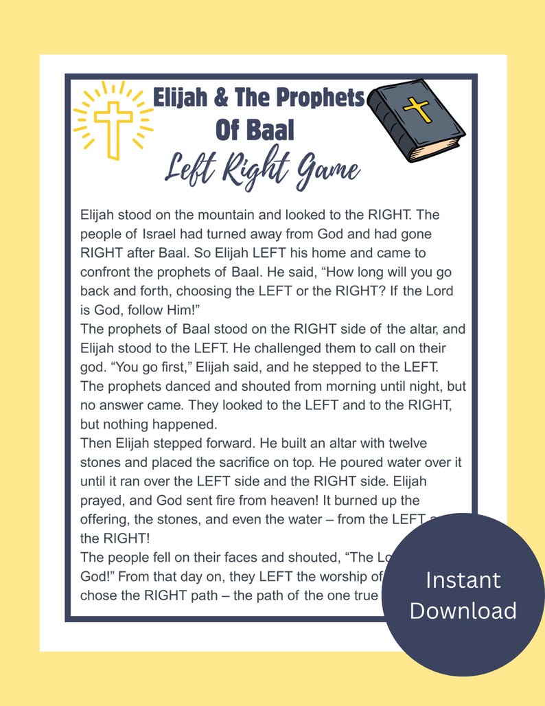 Elijah and the Prophets of Baal Game: Bible Story Printable (PDF ...