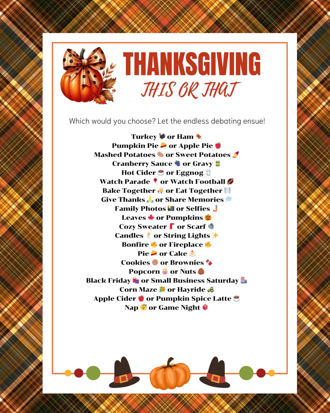 Thanksgiving This or That & Find the Guest Bingo Printable ...