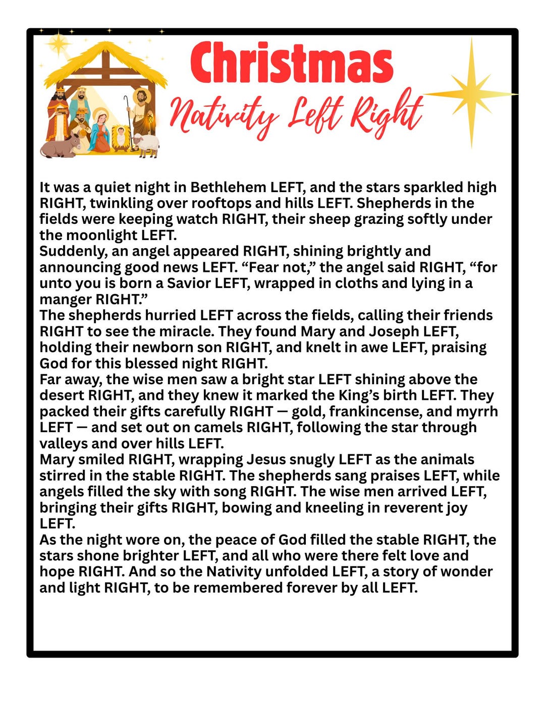 Christmas Nativity Left Right Game | Christian Christmas Party Game ...