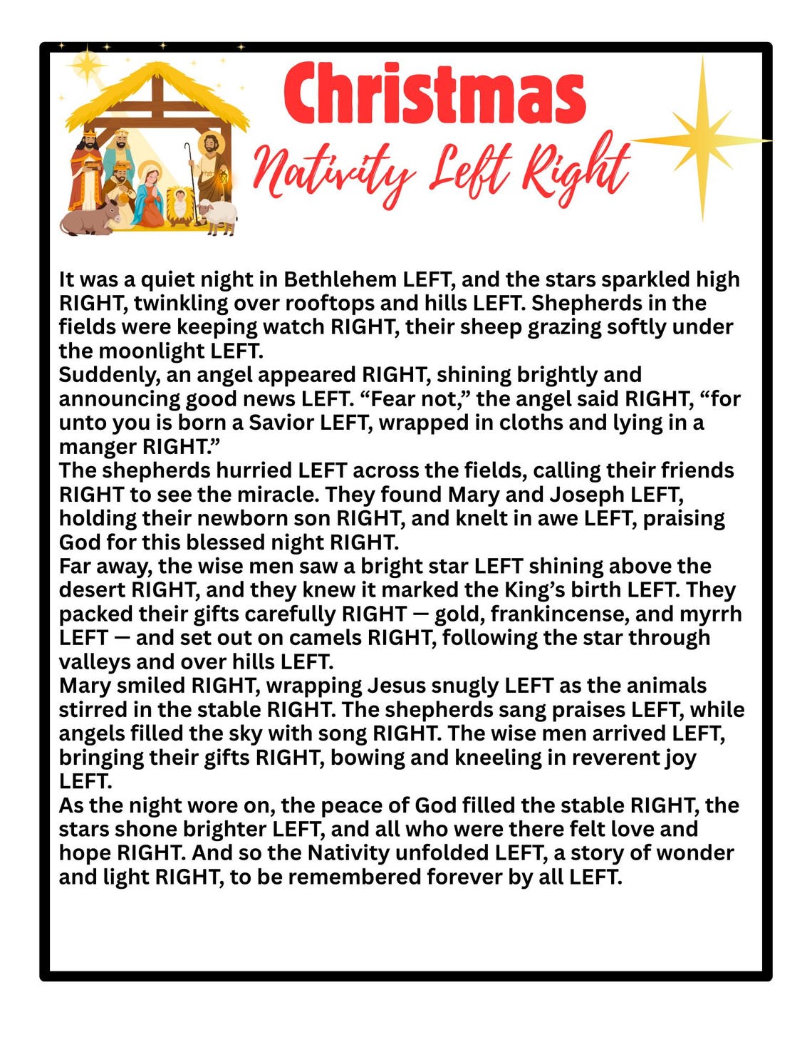 Christmas Nativity Left Right Game | Christian Christmas Party Game ...