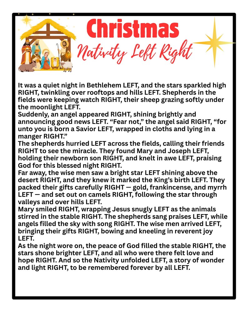 Christmas Nativity Left Right Game | Christian Christmas Party Game ...