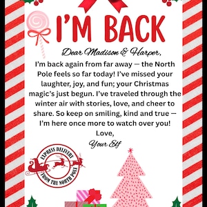 Editable “i’m Back” Elf Letter | Canva Template | Elf on the Shelf ...