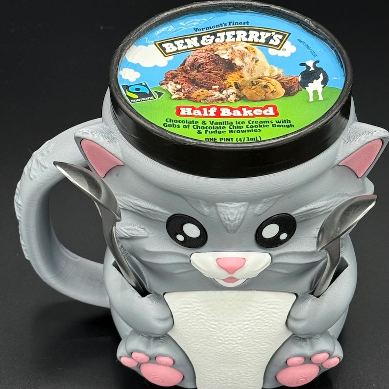Cuddles the Cat Ice Cream Pint Holder With Drawer – Cute Cat Cozy With ...